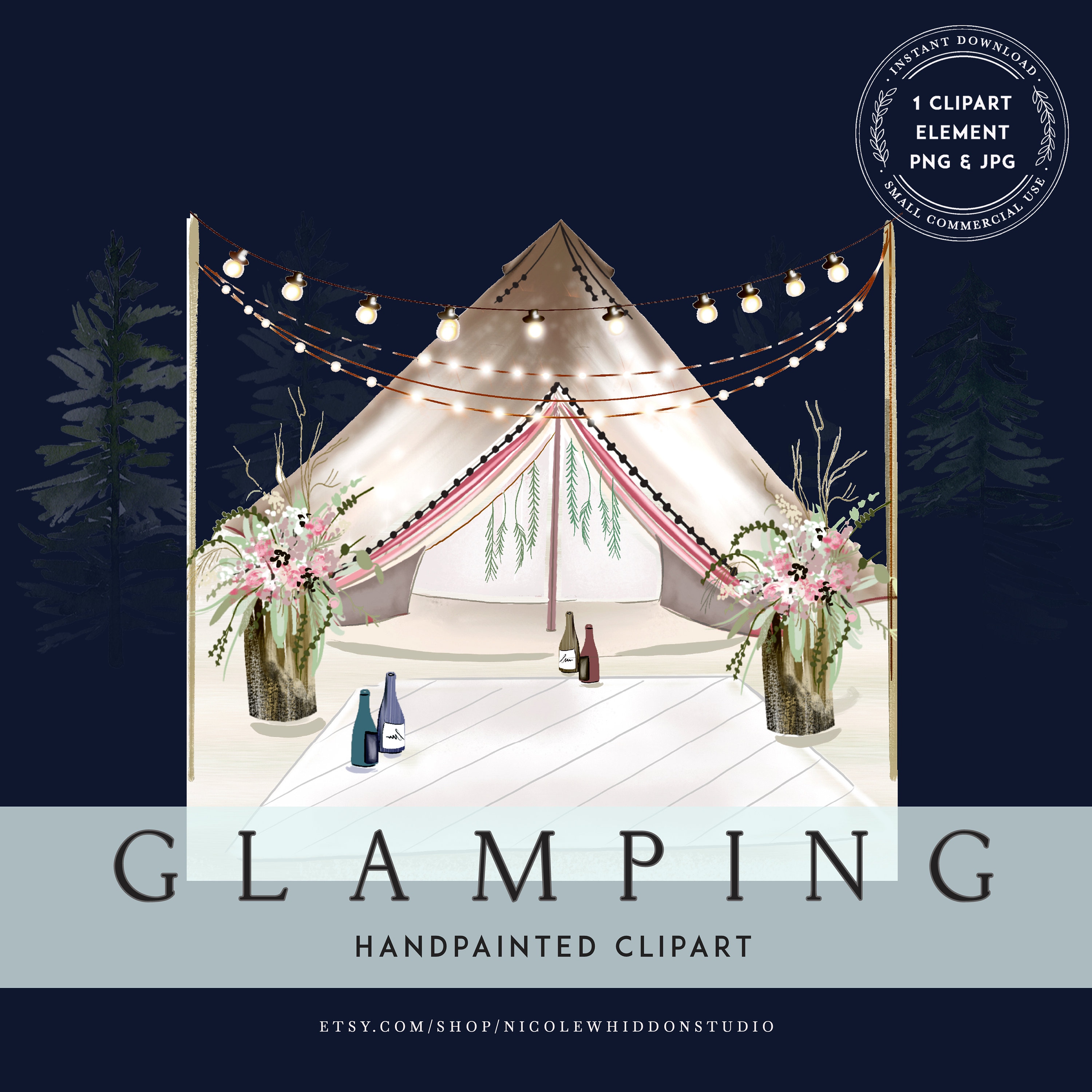 Glamping Clipart Camper Clipart Camping Clip Art Tent Etsy Clip Art