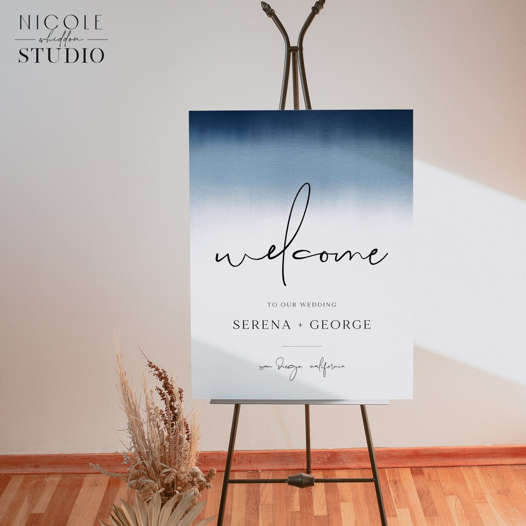 Indigo Blue Welcome Sign Instant Download Printable Blue - Etsy