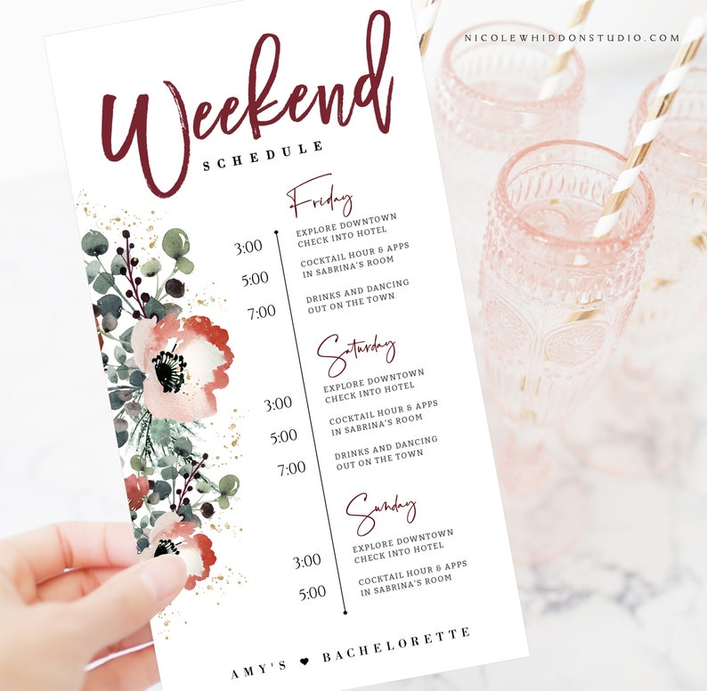 Wedding Weekend Itinerary Template