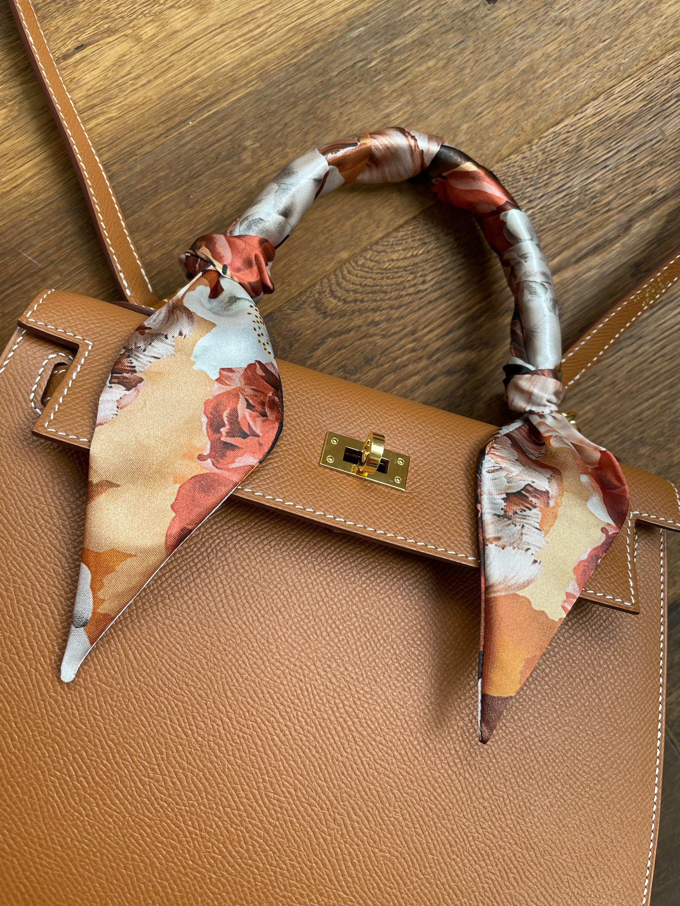 Gold Autumn Florals Handbag Skinny Scarf / Handle Wrap | Etsy