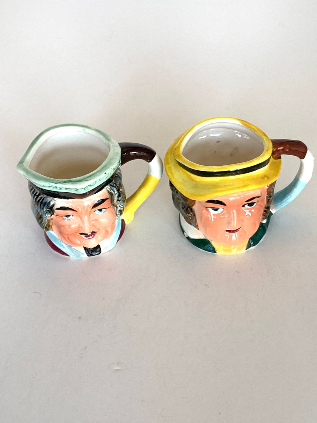 Vintage Japanese "toby" Small Face Mugs, Set of 2 Handpainted Face Cups ...