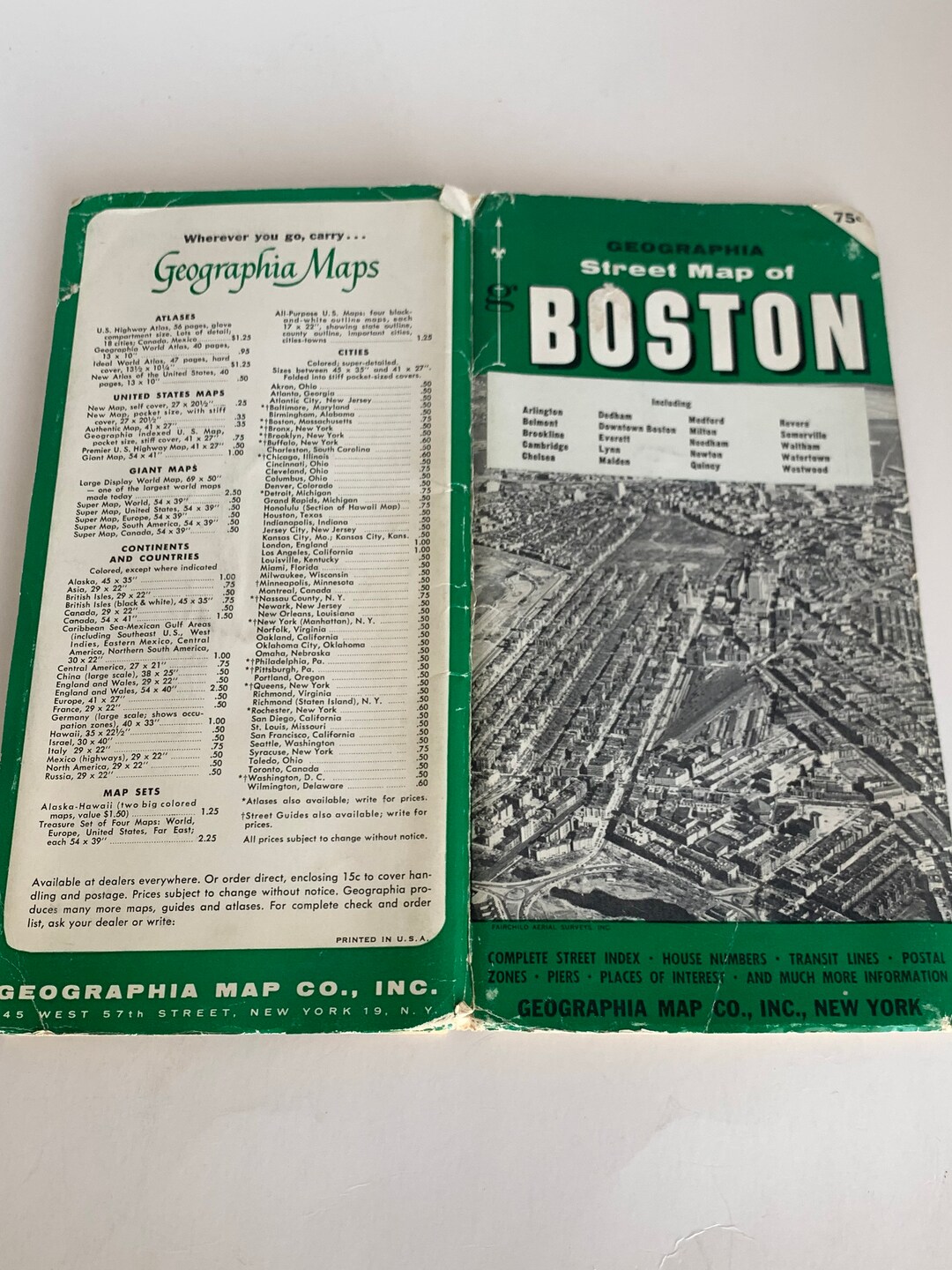 Vintage Boston Maps and Postcard Souvenir Booklet, Geographia Map Co ...