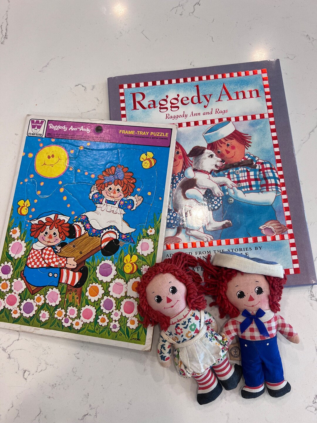 Vintage Raggedy Ann and Andy Dolls and Puzzle, Nursery Decor, Vintage ...