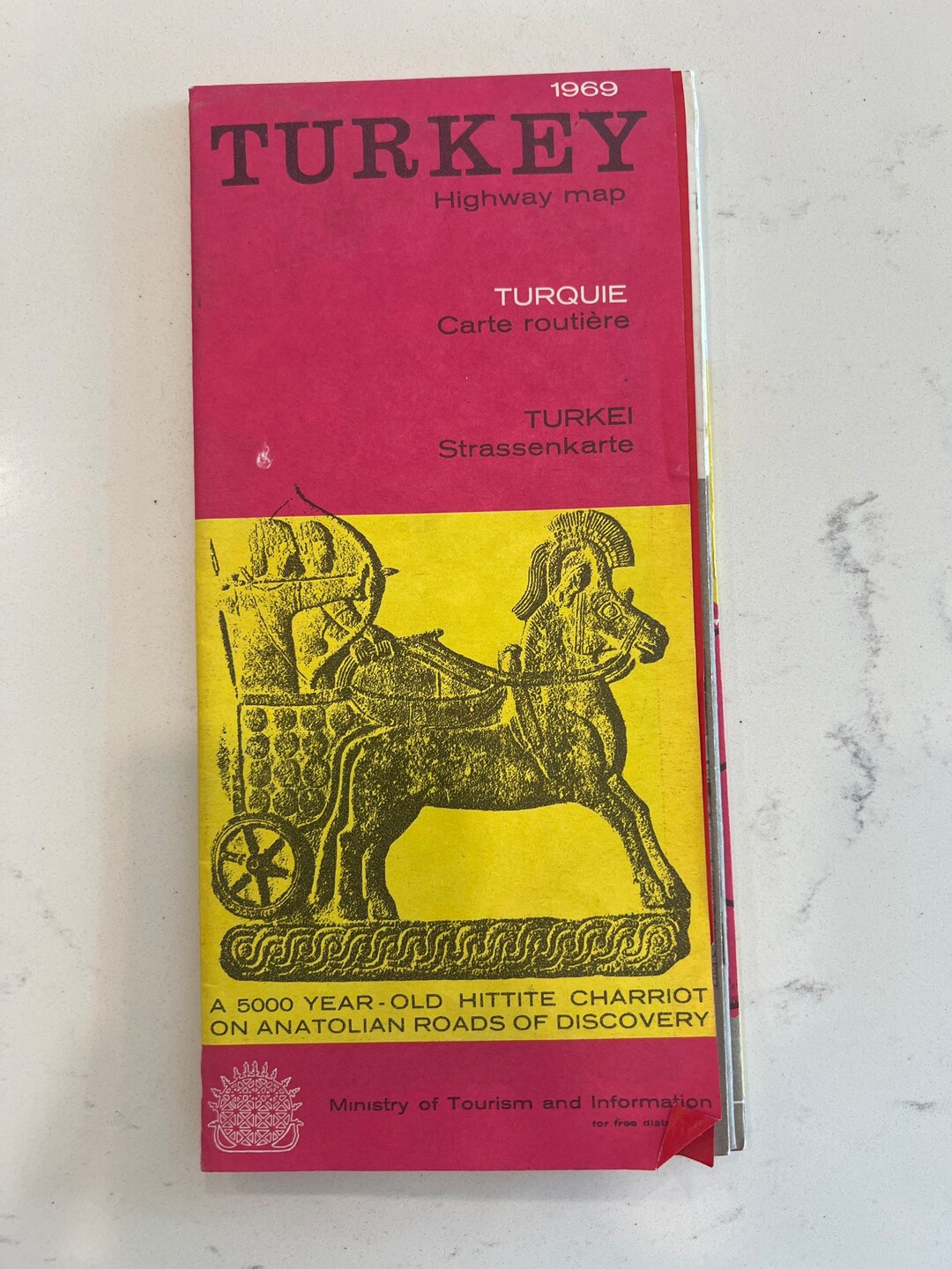 1969 Vintage Map of Turkey, Turquie, Turkei, Map of Highways in Turkey ...