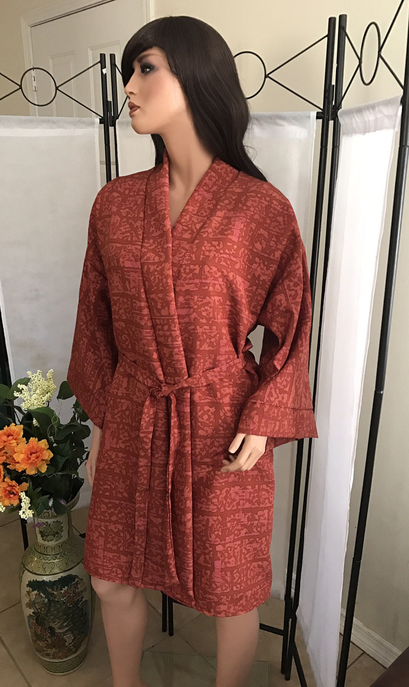 Custom Kimono Robe in Japanese Kimono Fabric, Valentine's Gift. One of ...