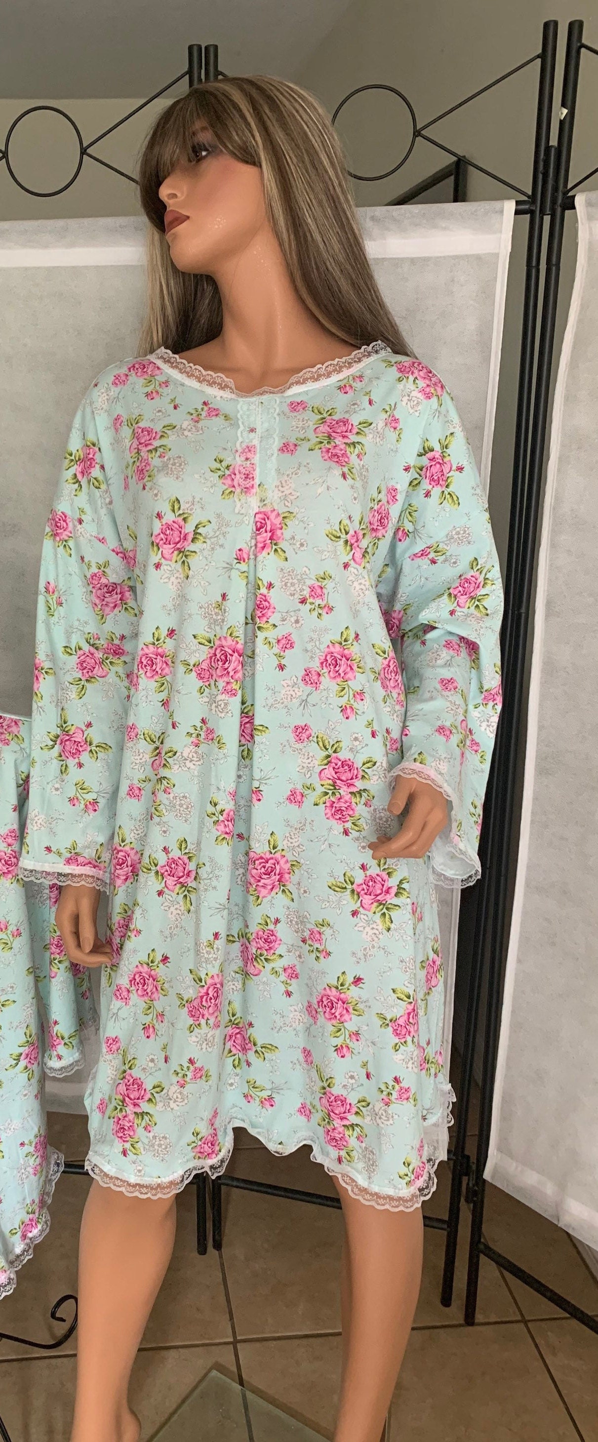 Custom Nightgowns Long Sleeves in Stretchy Cotton Knit - Etsy