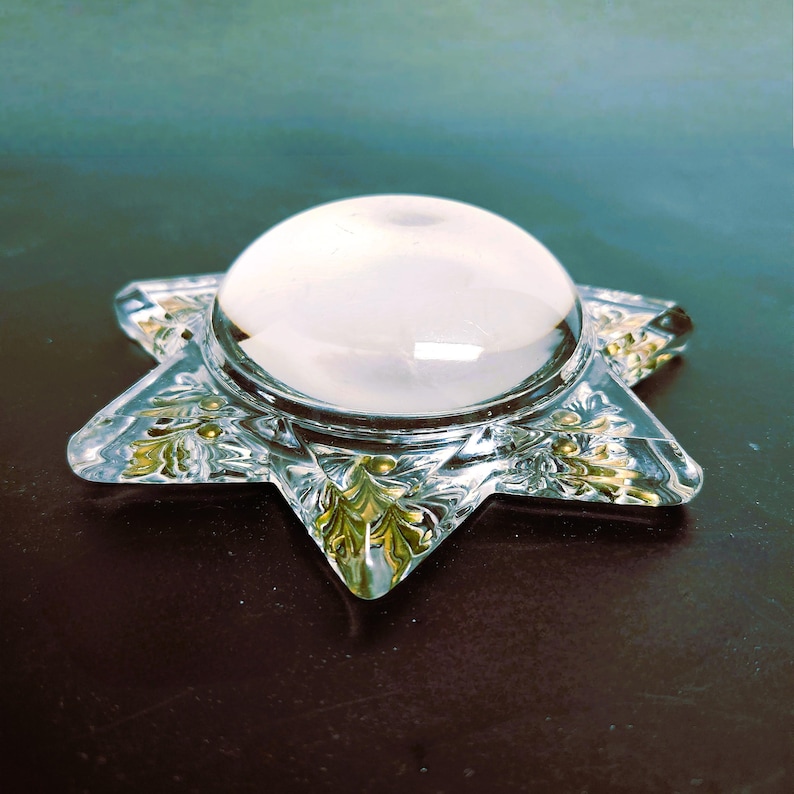 Antique Victorian Mourning Star Magnifier – Goofus Glass Paperweight ...