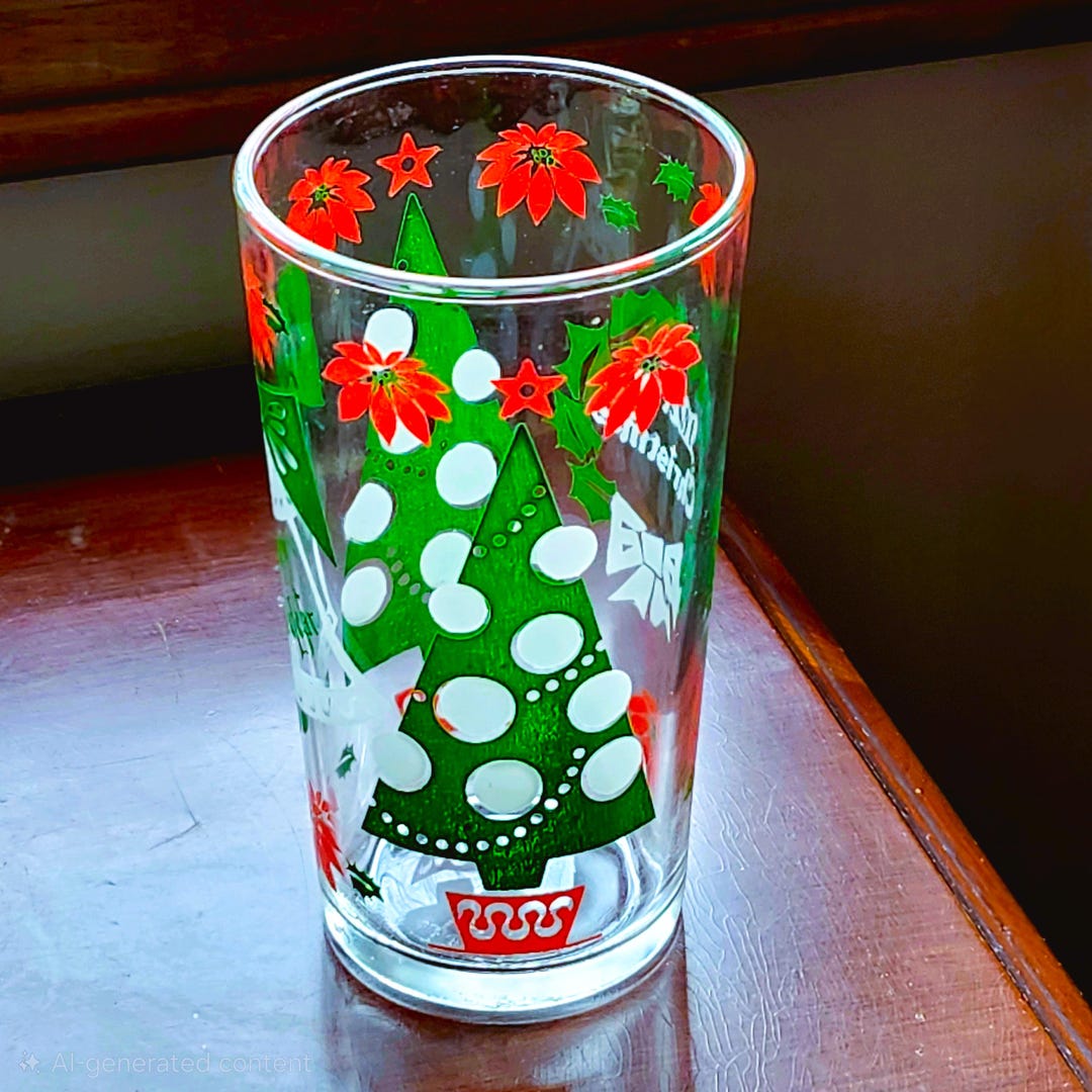 Mid Century Hazel Atlas Christmas Glass | Merry Christmas, Happy New ...