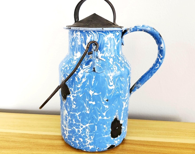 Antique Blue & White Graniteware Cream Pail: Farmhouse Kitchen Decor - Etsy