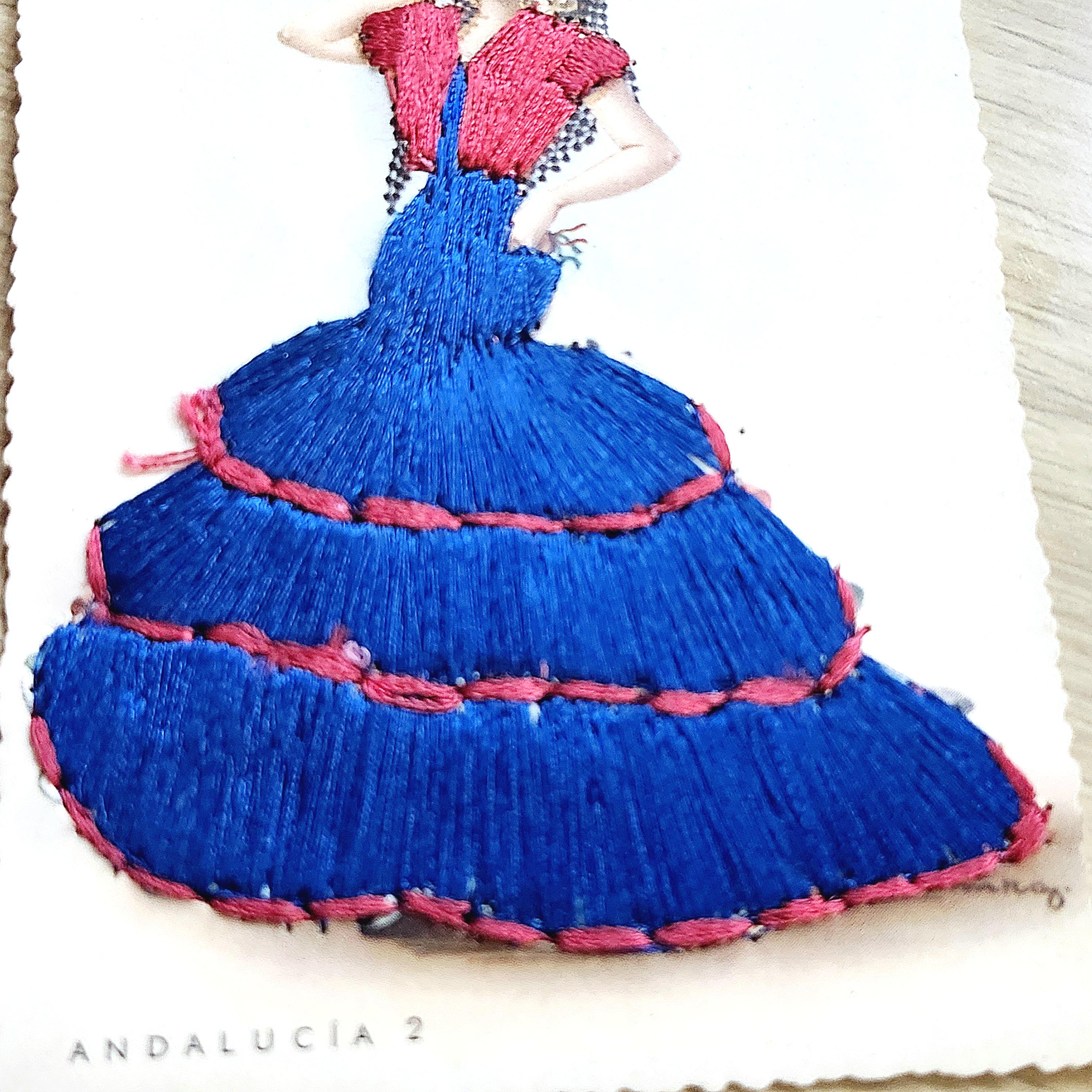 Vintage Embroidered Flamenco Dancer Postcard – Andalucia Spain Souvenir ...