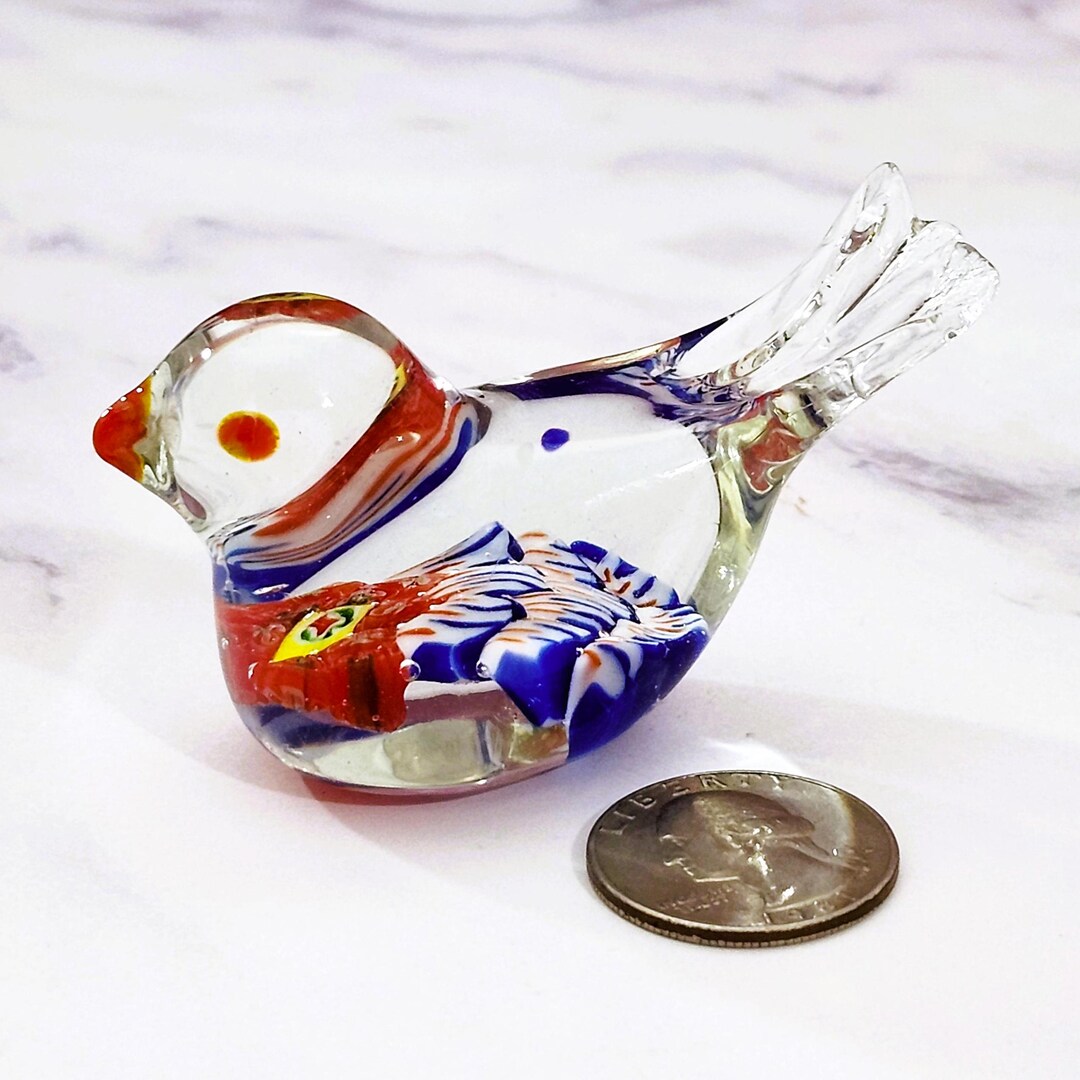 Small Art Glass Millefiori Bird Paperweight Figurine Vintage 90s - Etsy