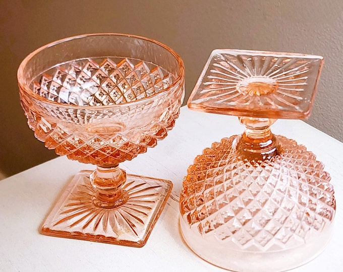 Depression Pink Glass Sherbert Dessert Dish Set of 2 Hocking Co Vintage ...