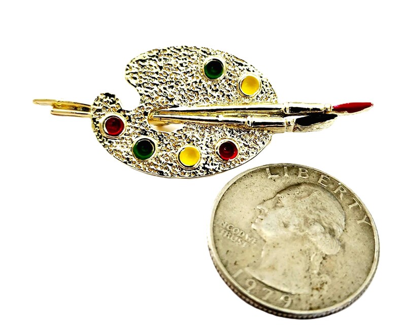 Vintage Artist Pallette Lapel Pin: Gerry's Gold Tone Textured & Enamel ...