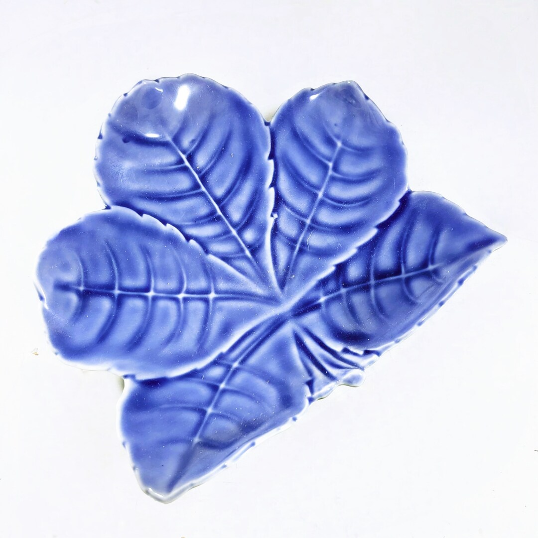 Senegal Blue Maple Leaf Shaped Dish Vintage 80s - Etsy