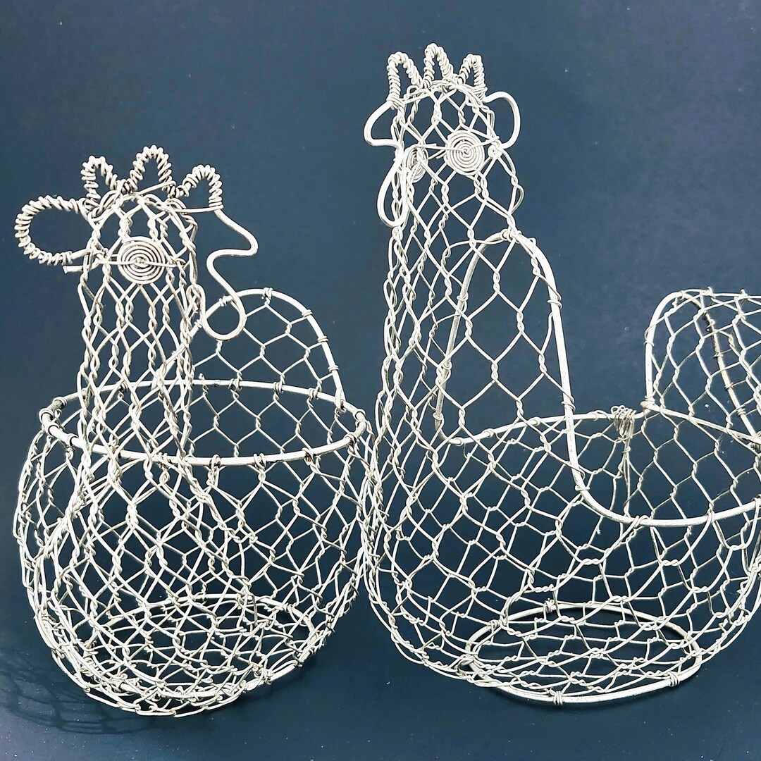 Chicken Wire Basket Hen & Rooster Shape for Egg Storage Vintage - Etsy