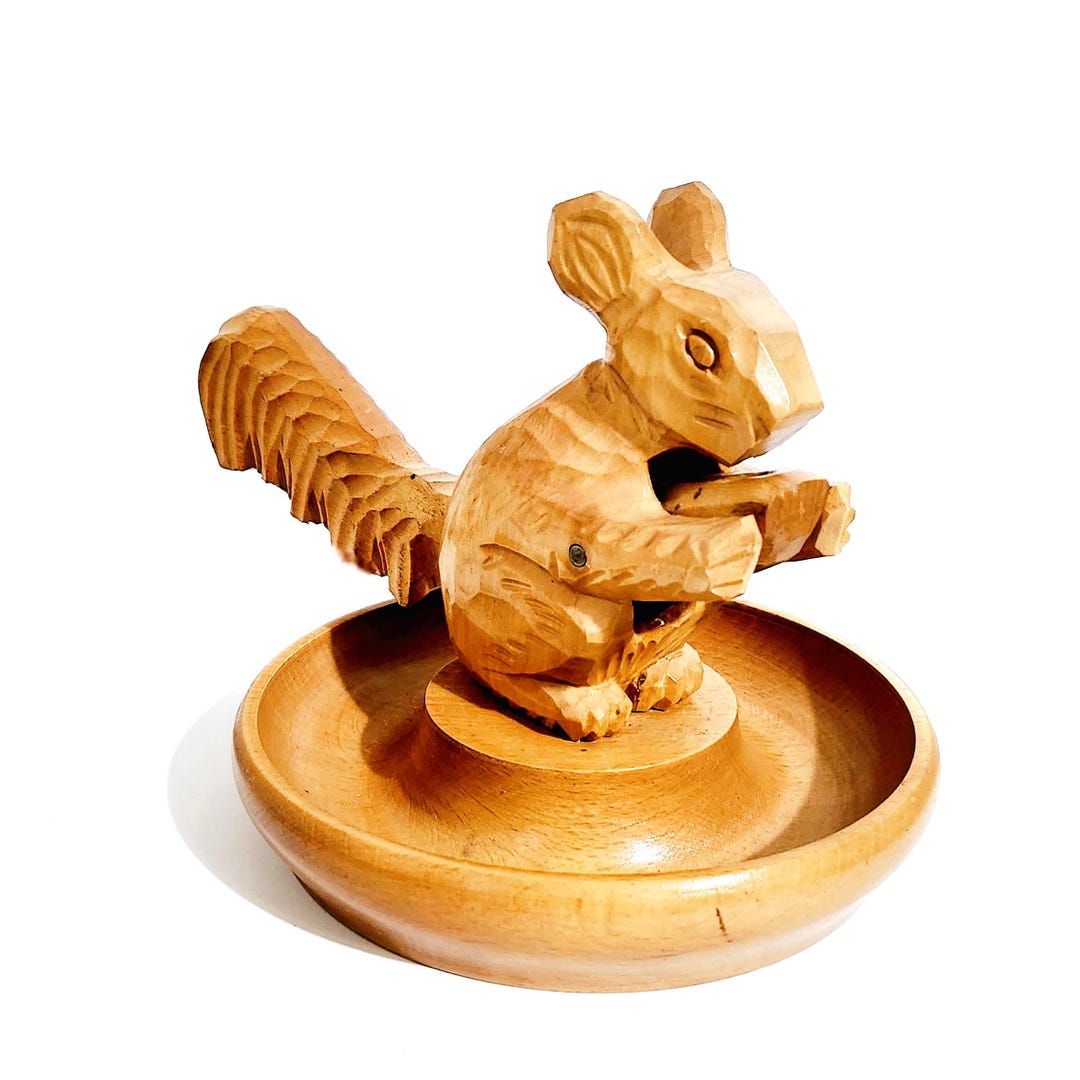 German Hand Carved Wood Squirrel Bowl for Nuts Made in German ...