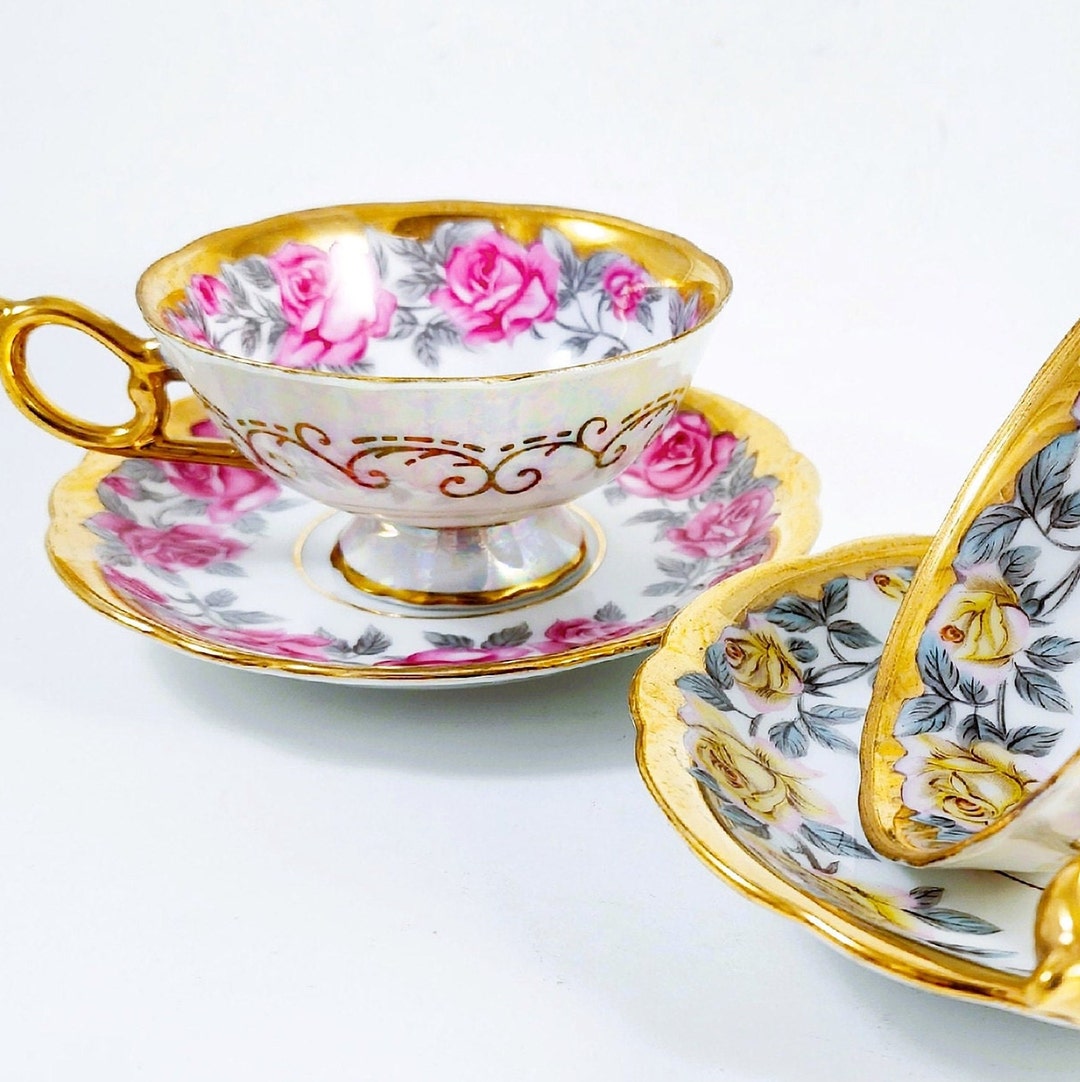 Nippon Yoko Boeki Tea Cup Saucer Footed Lusterware - Choose From Pink ...