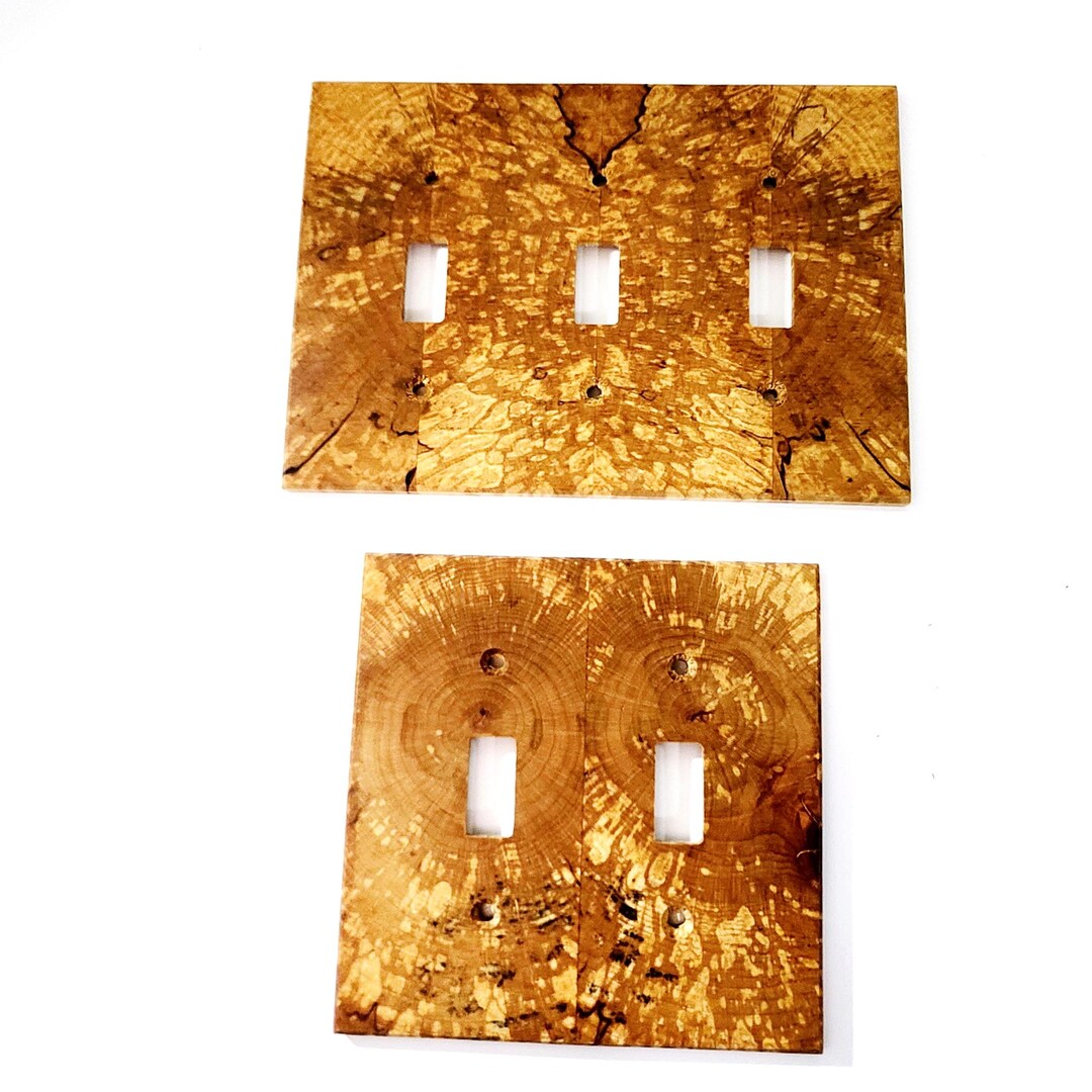 Wood Light Switch Toggle Plate Knotty Wood Set of 2 Double & Triple ...
