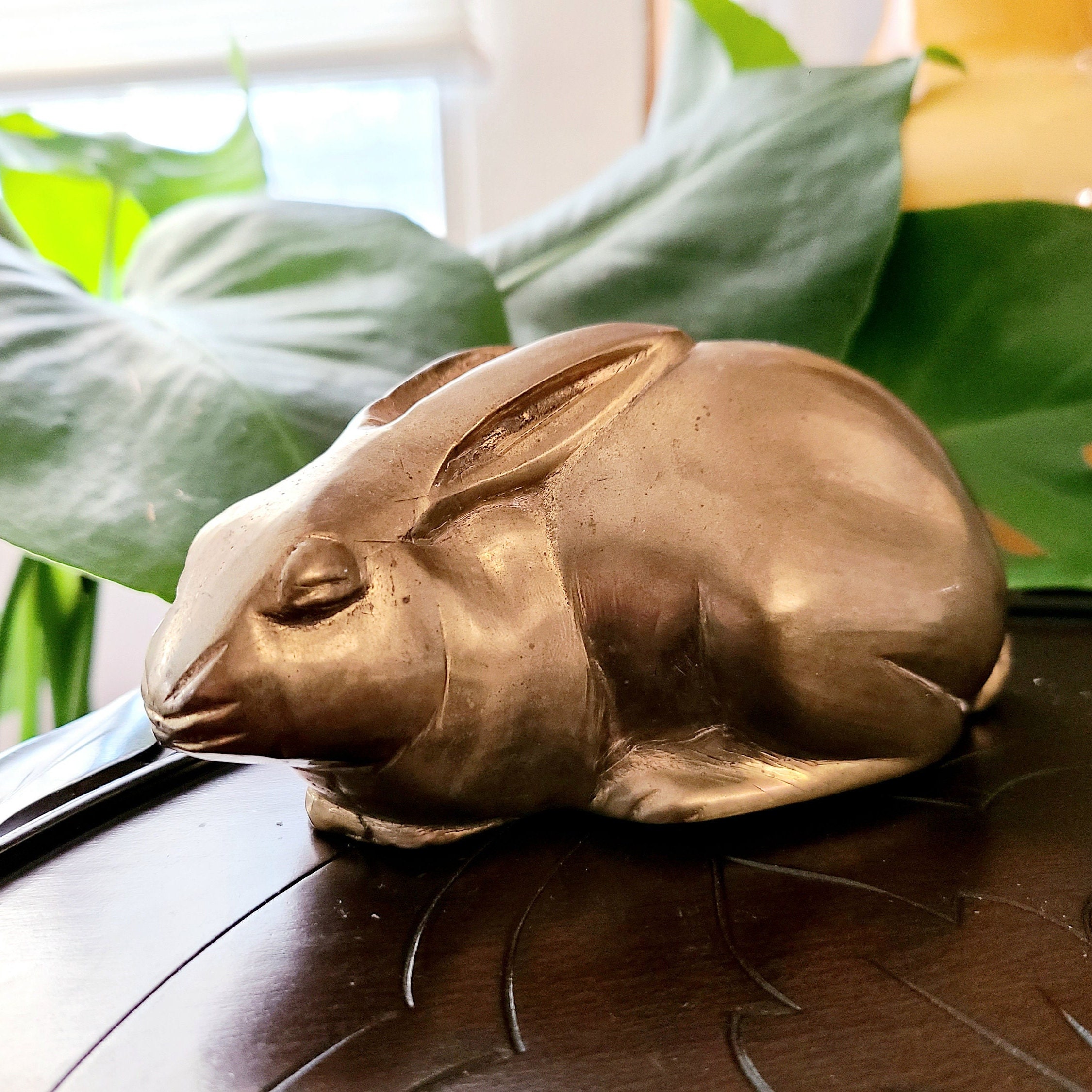 Brass Bunny Paperweight Figurine Vintage 70s 80s | Etsy