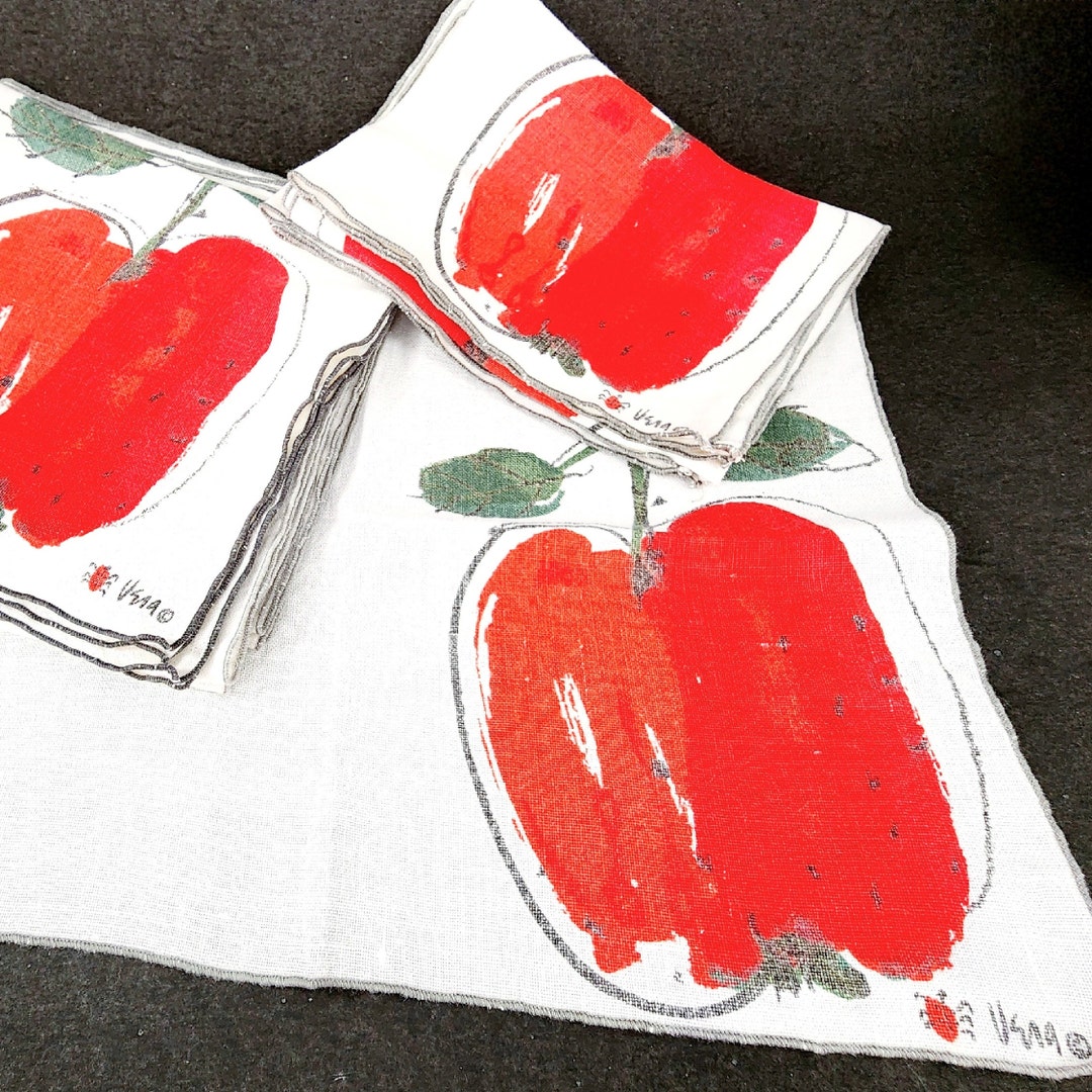 Vera Neumann Linen Apple Napkins and Placemats Set of 4 - Etsy