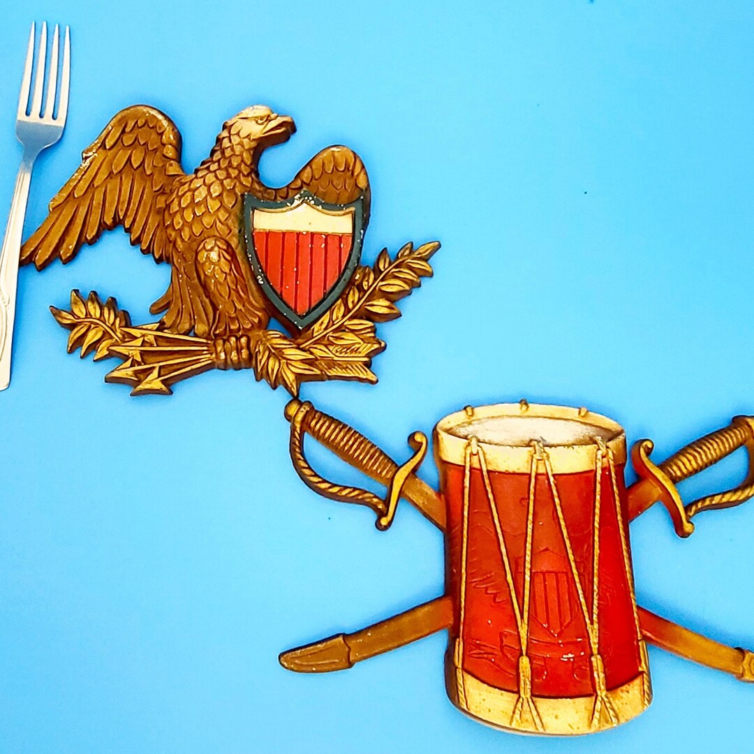 Sexton Cast Metal Eagle & Drum Painted Wall Decor Mid Century 60s 70s ...