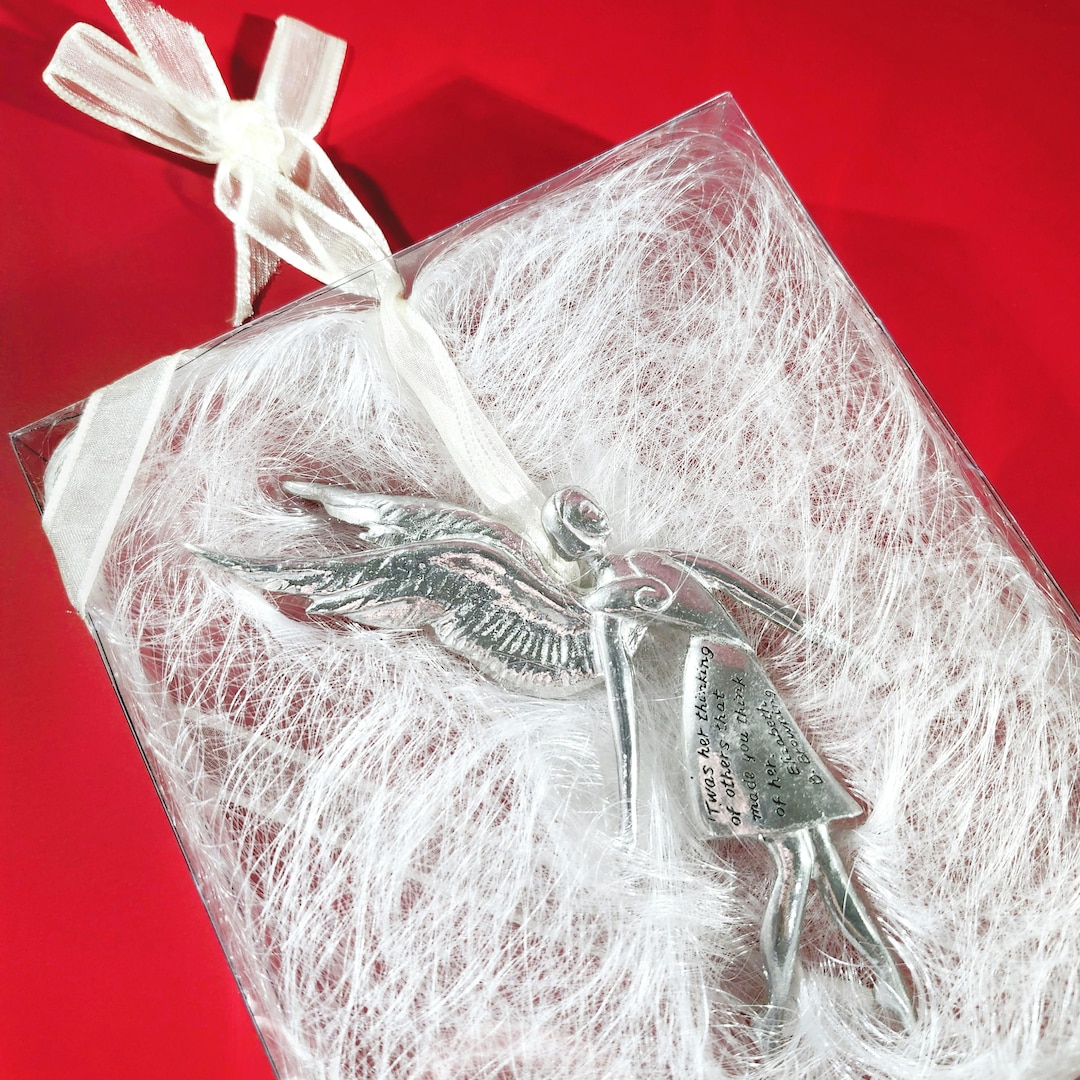 Serenity Angel Ornament Silver Pewter Metal With Elizabeth B Browning ...