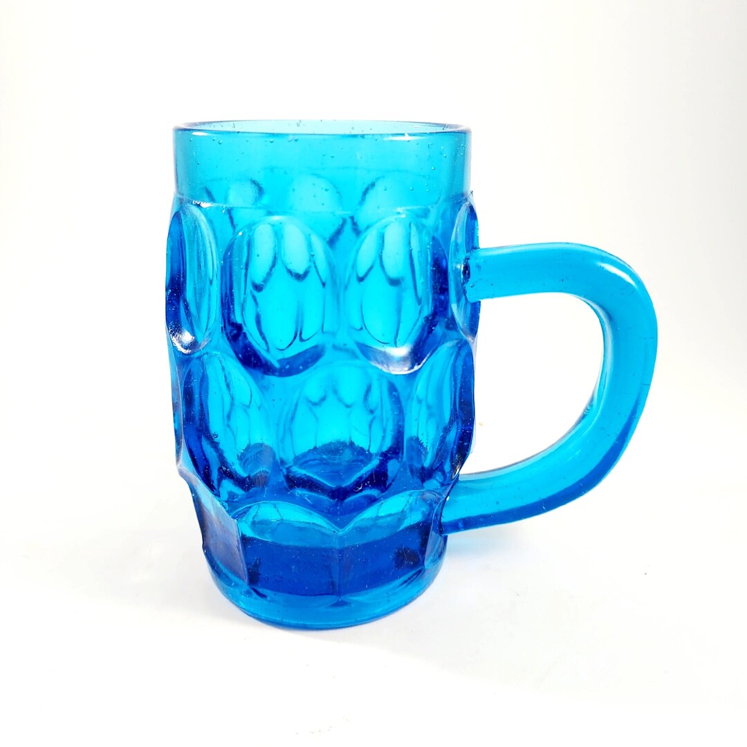 Blue Glass Thumbprint Beer Mug Made in the 60s to 70s - Etsy