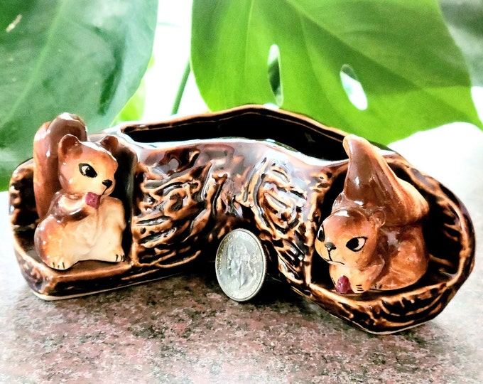 Squirrels on Log Indoor Planter Vintage 50s 60s Quirky Kitschy - Etsy