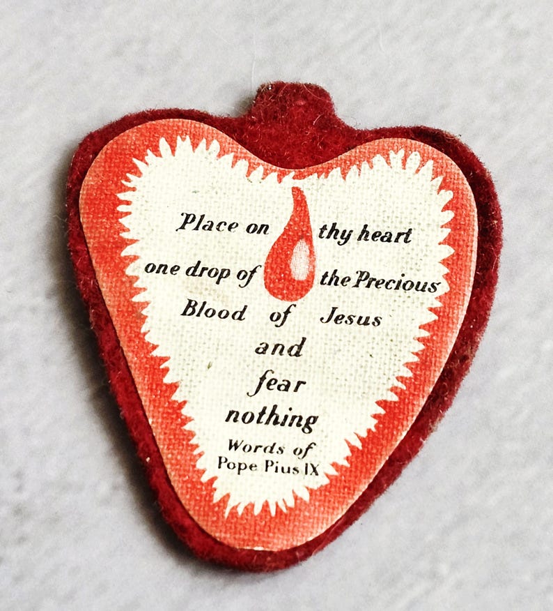 Antique 1929 Jesus Precious Blood Felt Badge | Confraternity Crucifix ...