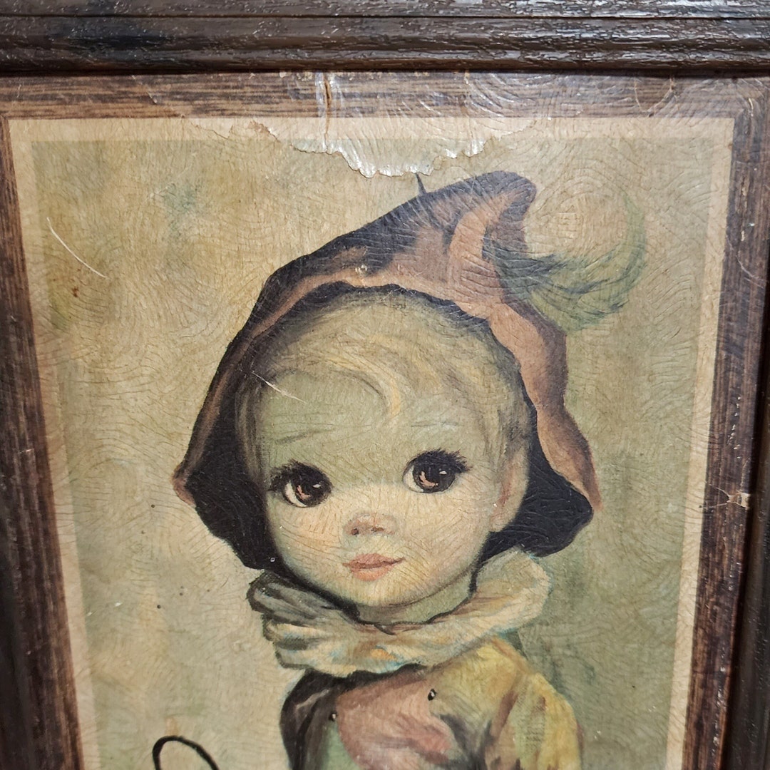 Maio Lithograph Big Eyed Harlequin Boy Original Framed Textured Prints ...