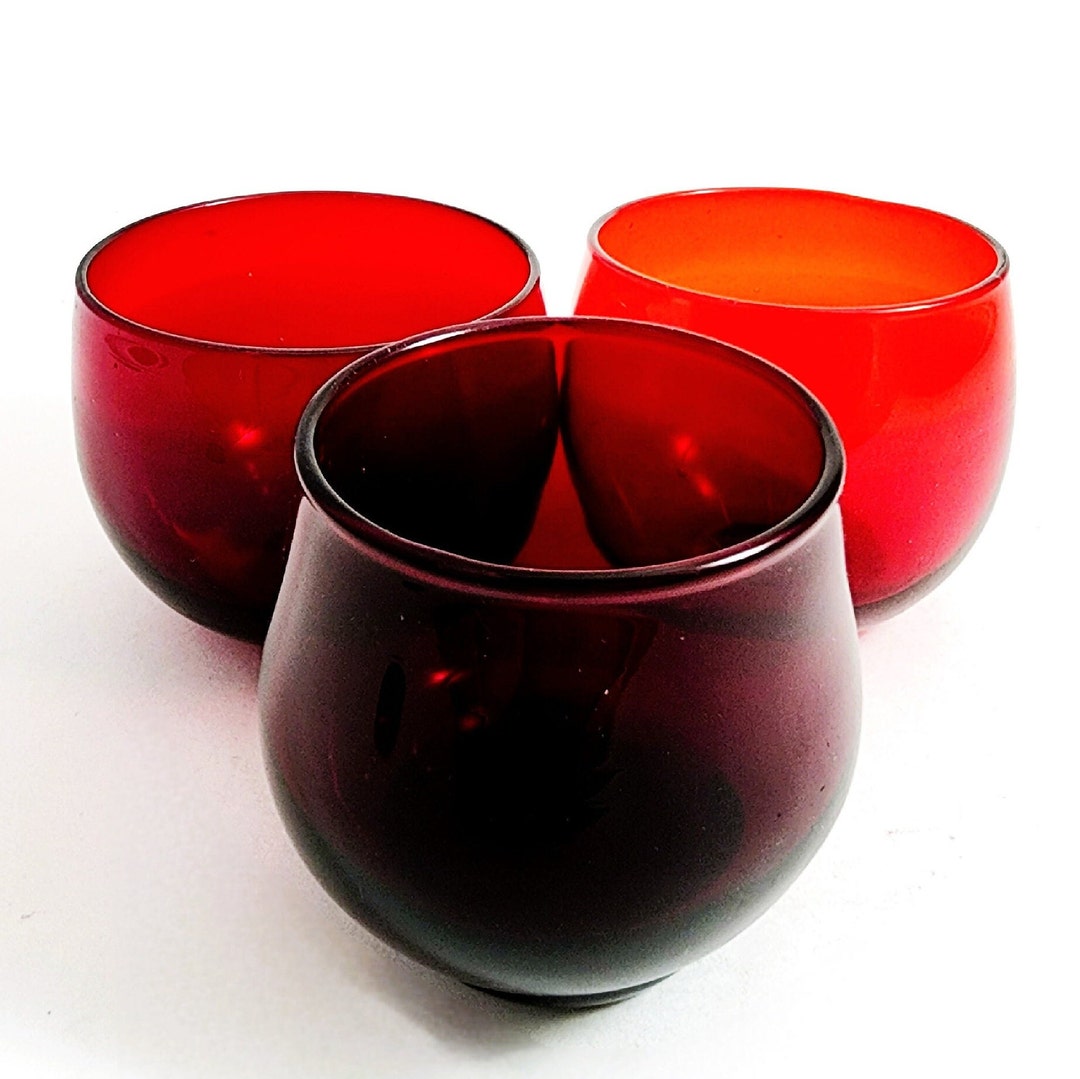 3 Ruby Red Roly Poly Cocktail Glass 3 Ounce Liquid Mismatched Anchor Hocking 30s to 60s - Etsy