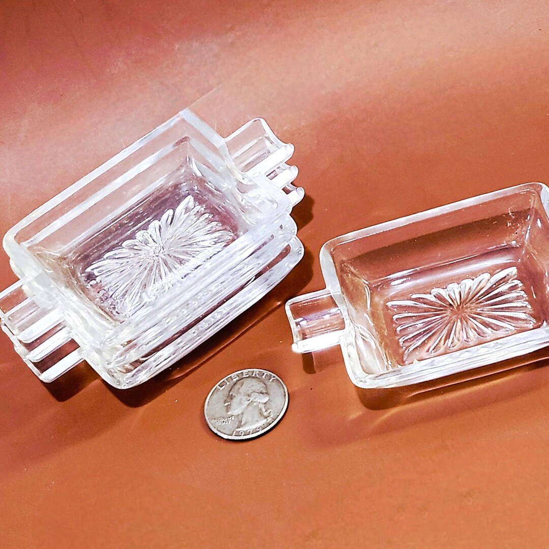 Set of 4 Small Vintage Clear Glass Ashtrays Stackable for Single ...