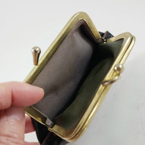 Geniune Leather Coin Purse Double Compartment With Kiss Lock Vintage ...
