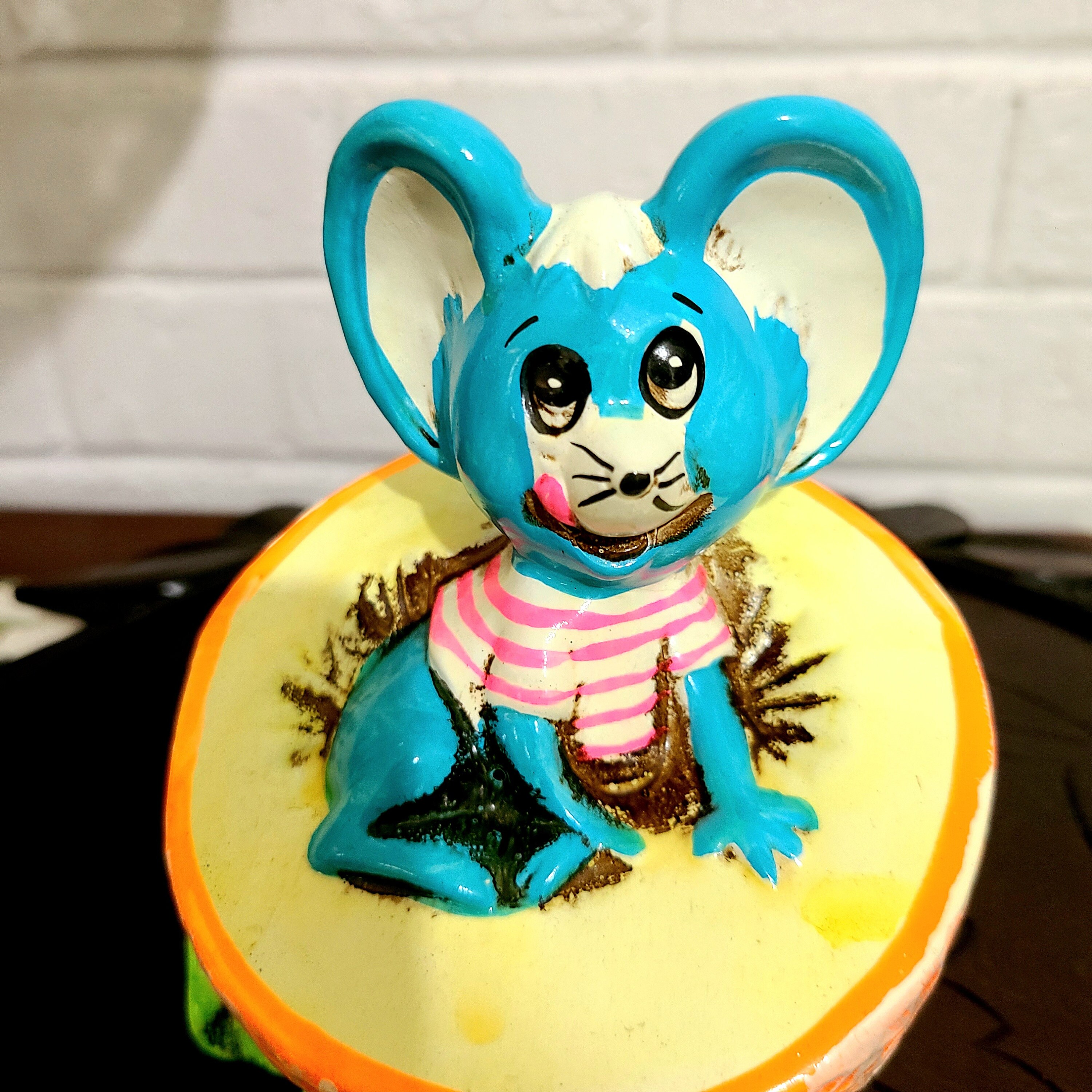 Holiday Fair Mouse Bank Figurine Neon Mod Chalkware Carnival - Etsy