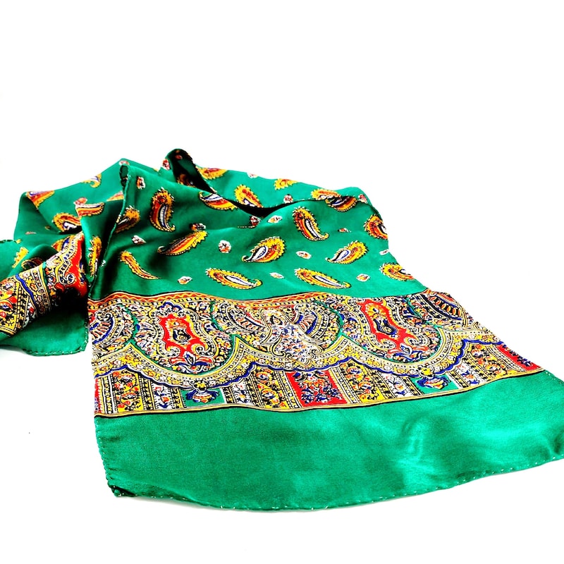 Green Paisley Scarf - Etsy