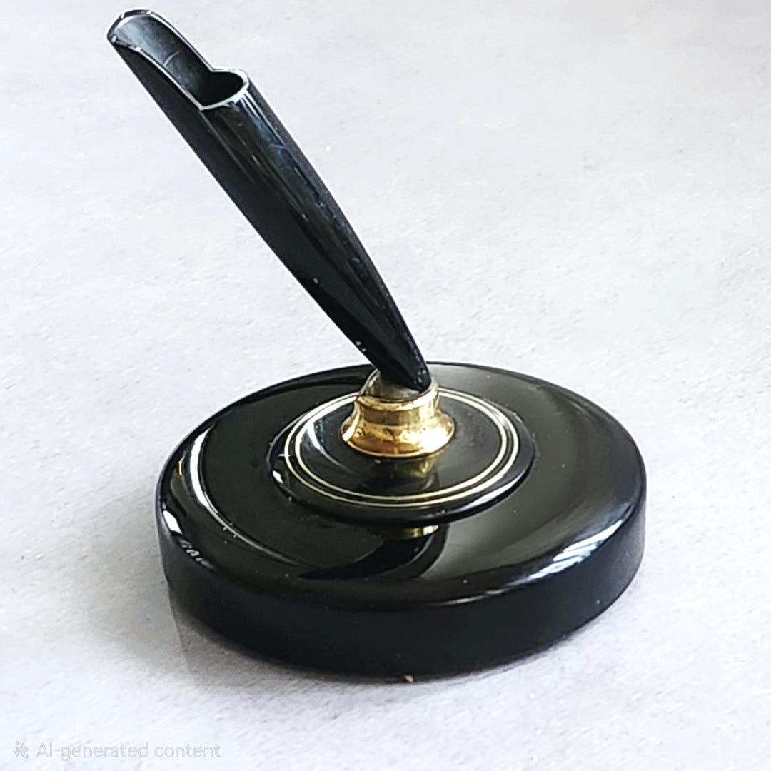 Vintage Black Desk Pen Holder, Mid Century Single Pen Stand - Etsy