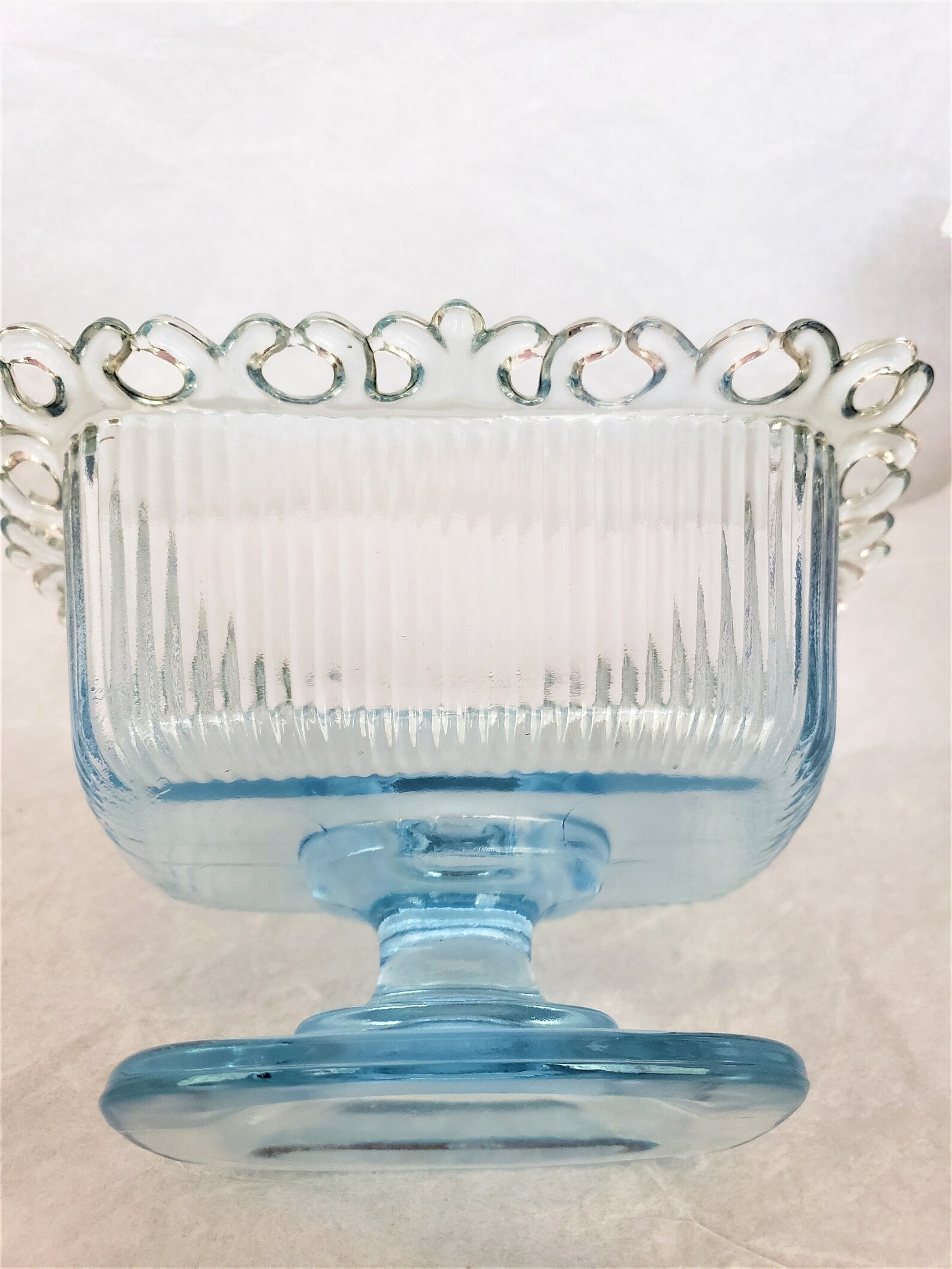 Lace Edge Candy Box Horizontal Blue by Indiana Glass Ice Blue | Etsy