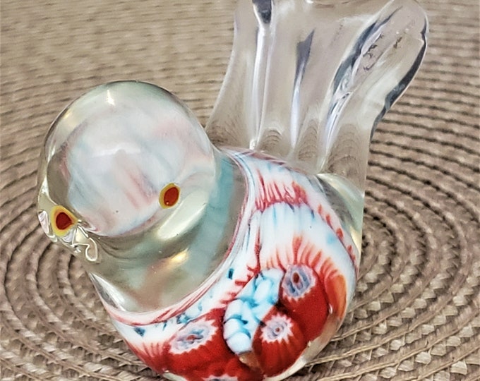 Vintage Art Glass Bird Paperweight With Millefiori Design - Etsy