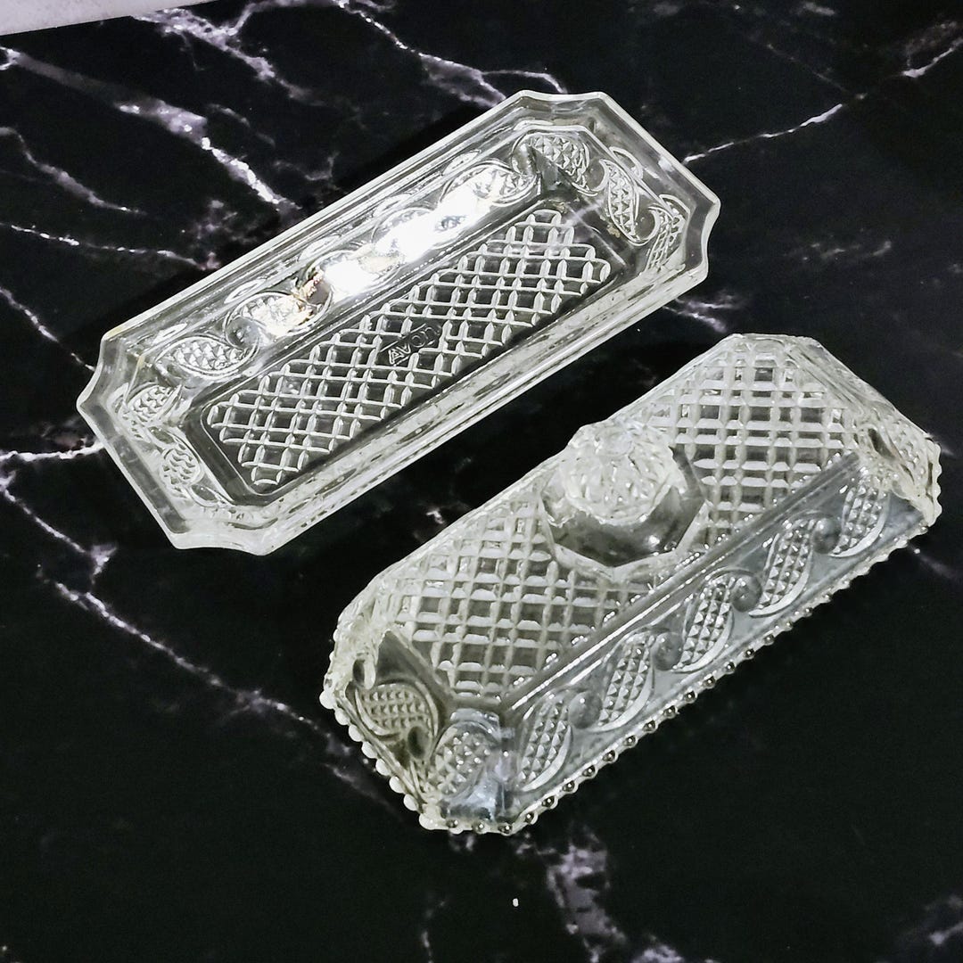 Avon Clear Glass Butter Dish for Quarter Size Sticks AVC11 Vintage 70s ...