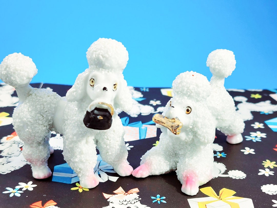 Spaghetti Poodle Figurines, With Purse and Bone in Mouth, Set of 2 ...