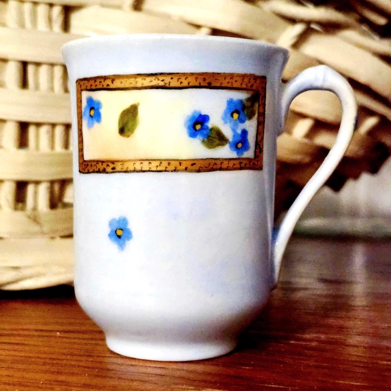 Antique Wehinger Demitasse Cup & Saucer • Hand-painted Forget-me-nots ...