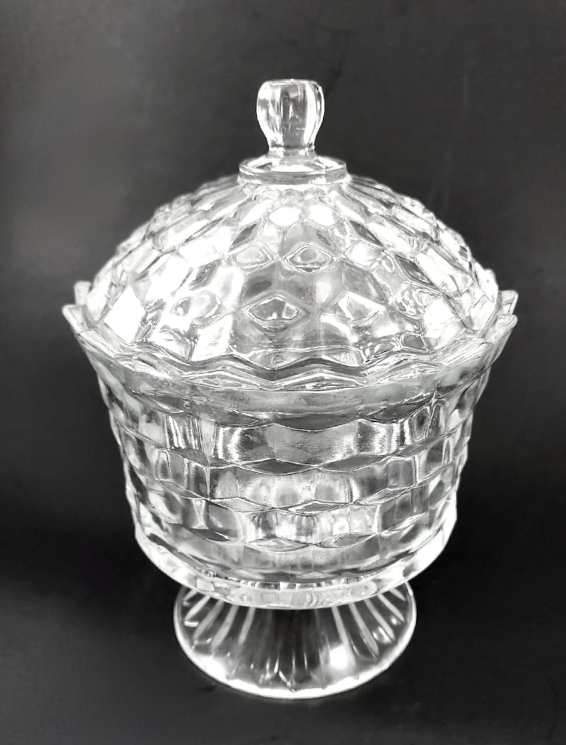 Homco Glass Cube Compote or Candy Dish With Lid in Lady Love - Etsy