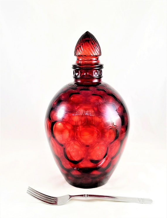 Wheaton Ruby Red Honeycomb Apothecary Jar Columbia Swirl | Etsy