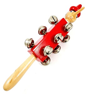 Pinnochio Toy Noise Maker Wood Rattle With Bells Vintage 80s - Etsy