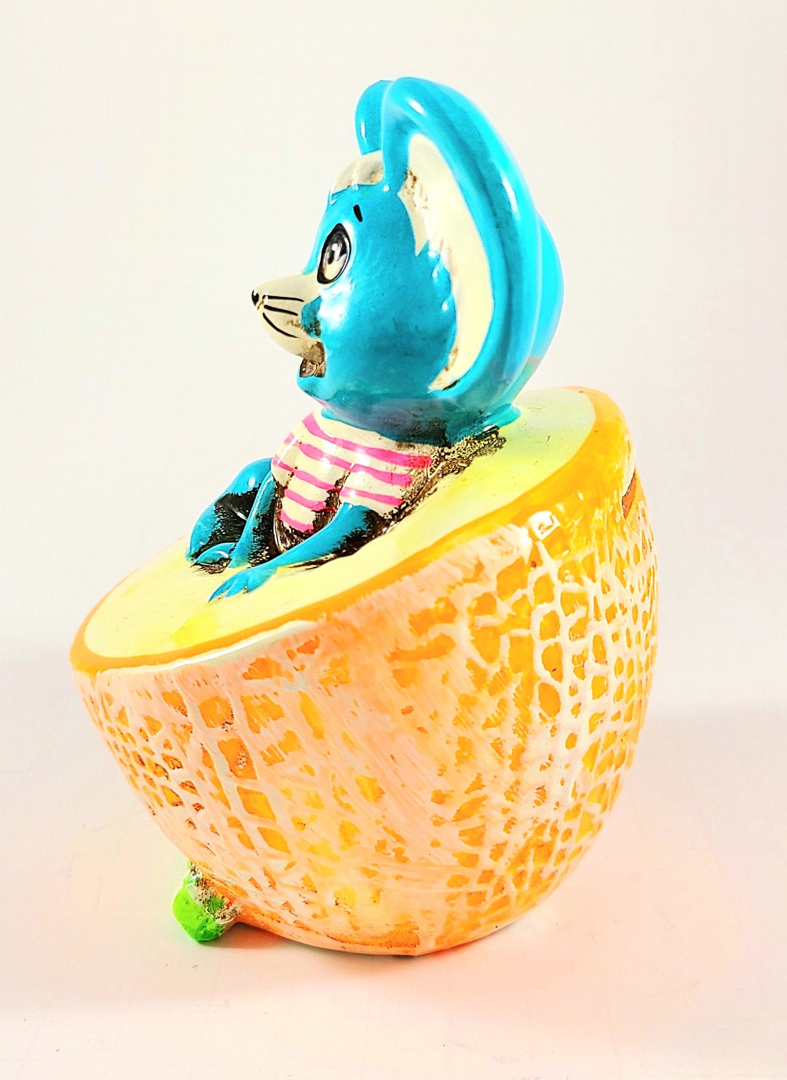 Holiday Fair Mouse Bank Figurine Neon Mod Chalkware Carnival - Etsy