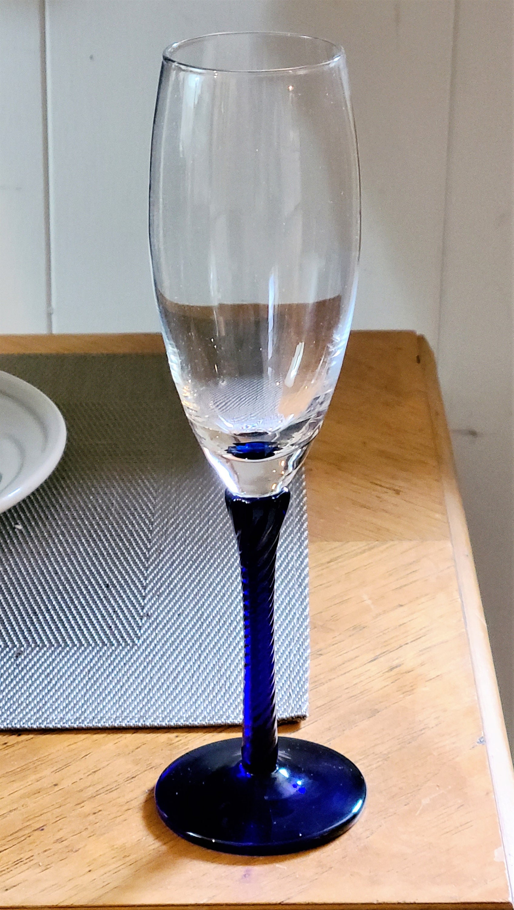 Crystal Blue & Clear Champagne Flute Or Wine Glass Long | Etsy