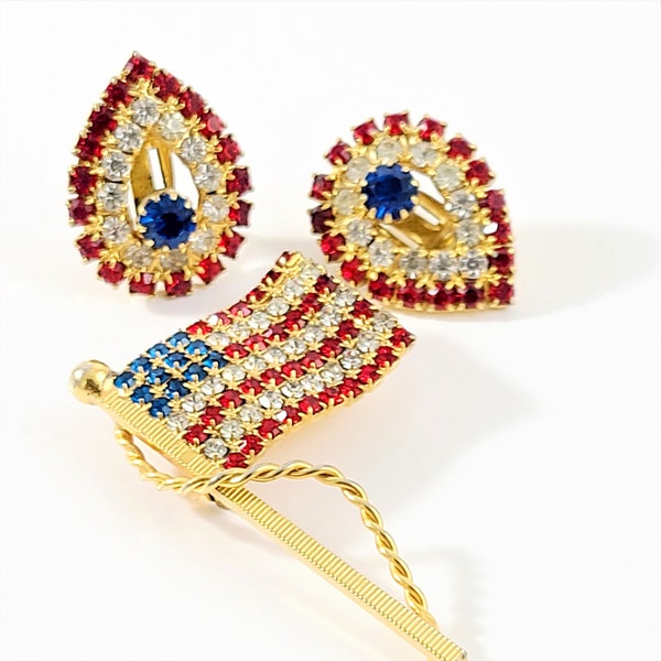 Rhinestone Flag Pin - Etsy