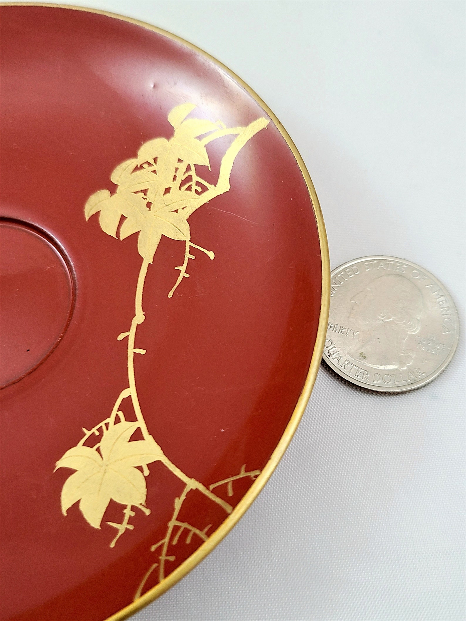 Red Laquer Small 1 Oz Tea Cup and Dessert Plate With Gold - Etsy