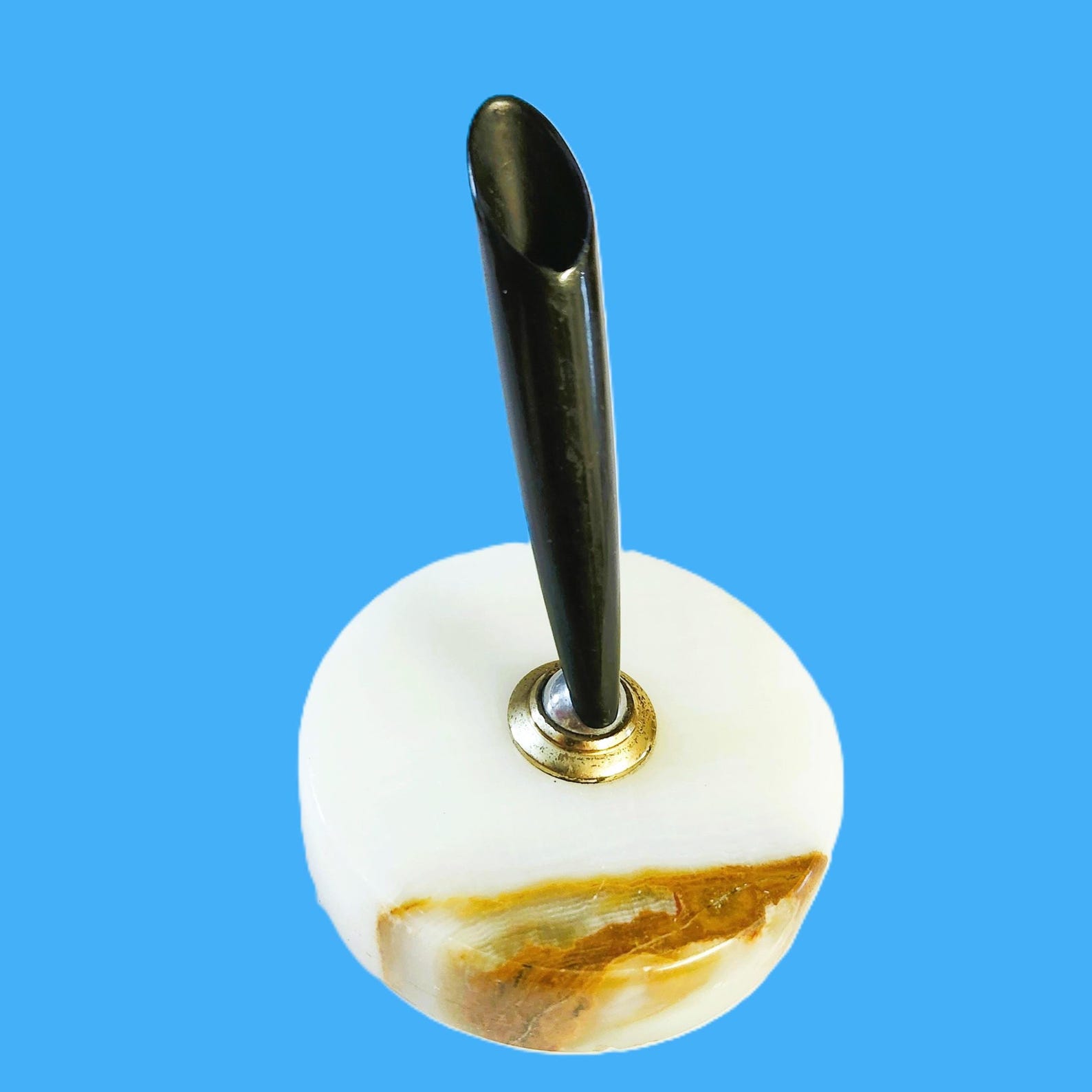 Vintage Onyx Pen Holder | Desk Accessory | Marble Stone Pen Stand 30s ...