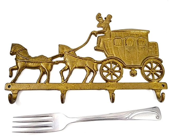 Brass Key Holder Carriage and Horses With 4 Hooks Vintage 70s to 90s - Etsy